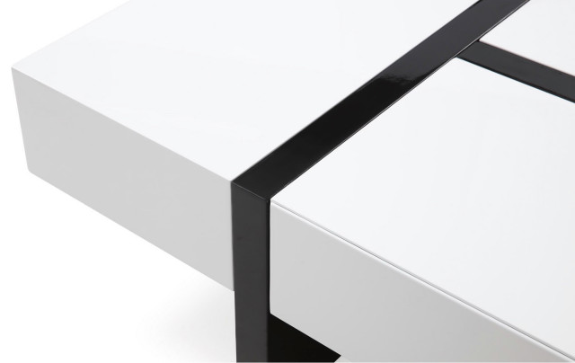 Modern Mcintosh Square Coffee Table Glossy White Lacquer Black Lacquer ...