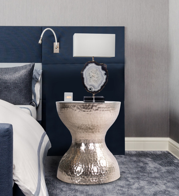 The Espen Silver Hourglass Stool/Side Table - Contemporary - Side ...