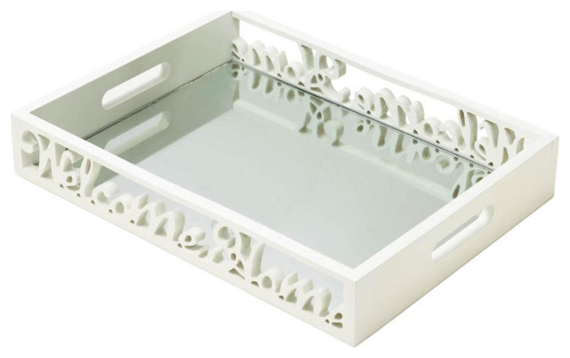 Welcome Home Mirror Tray - Contemporary - Serving Trays - by ...