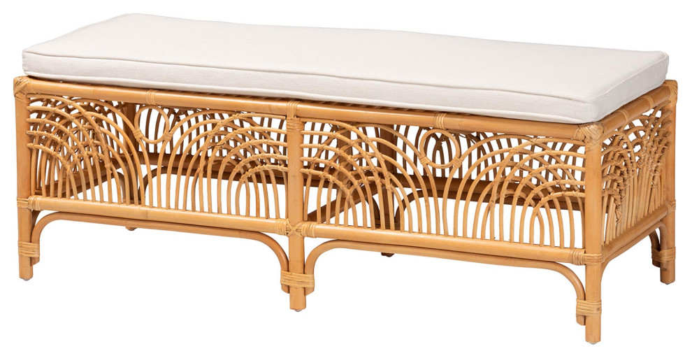 Paigey Natural Brown Rattan Collection - Tropical - Upholstered Benches ...