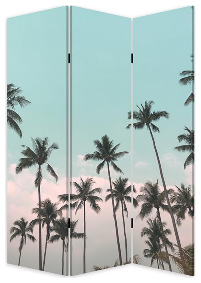 Tropical Palm Trees Room Three Panel Divider Screen - Tropical ...