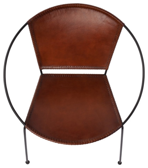 Home Square Modern Leather Accent Chair in Brown Finish - Set of 2 ...