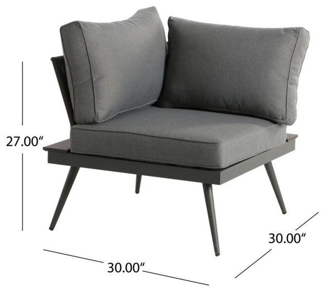 GDF Studio Deborah Outdoor Faux Wood and Aluminum V-Shaped 5 Seater ...