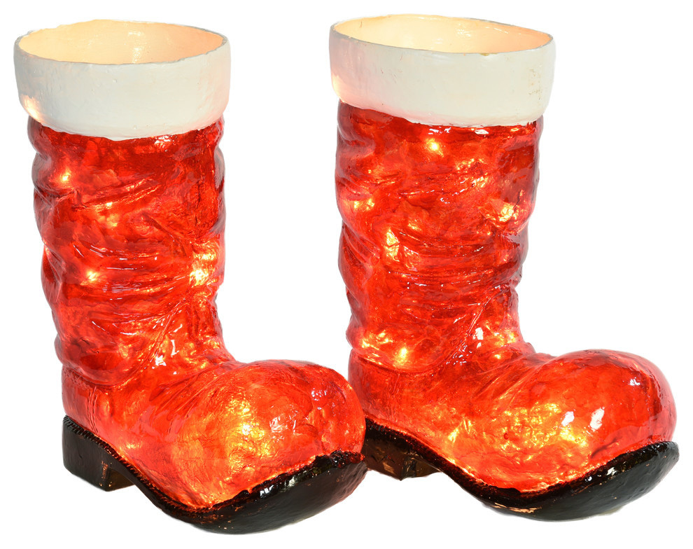 LED Santa Boot Pair - Traditional - Outdoor Holiday Decorations - by ...
