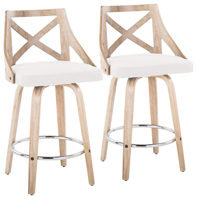 Charlotte 26" Fixed-Height Counter Stool, Set of 2 - Midcentury - Bar ...