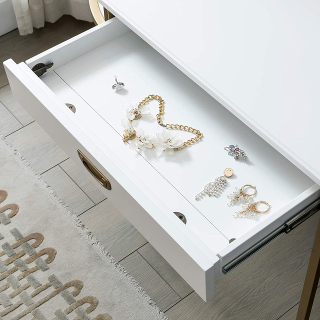 Modern Desk, Oval Shaped Body & Center Storage Drawer - Transitional ...