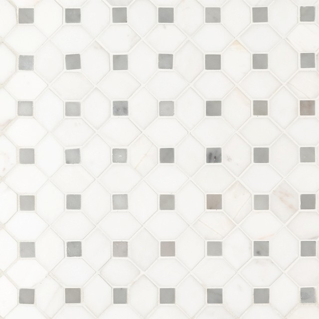 Bianco Dolomite Dotty Polished Marble Mosaic Tile - Contemporary ...