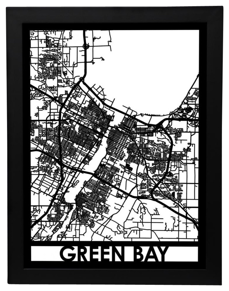 Green Bay Street Map - Contemporary - Prints And Posters - by Cut Maps ...
