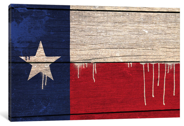 "Texas Paint Drip State Flag on Wood Planks" by iCanvas, 12x8x0.75 ...