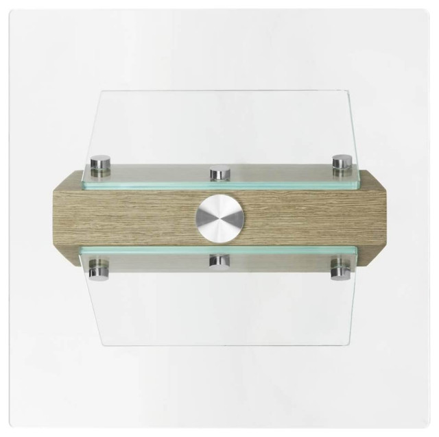 Contemporary Loft Grey Glass Accent Table with Unique Boxwood Finish ...