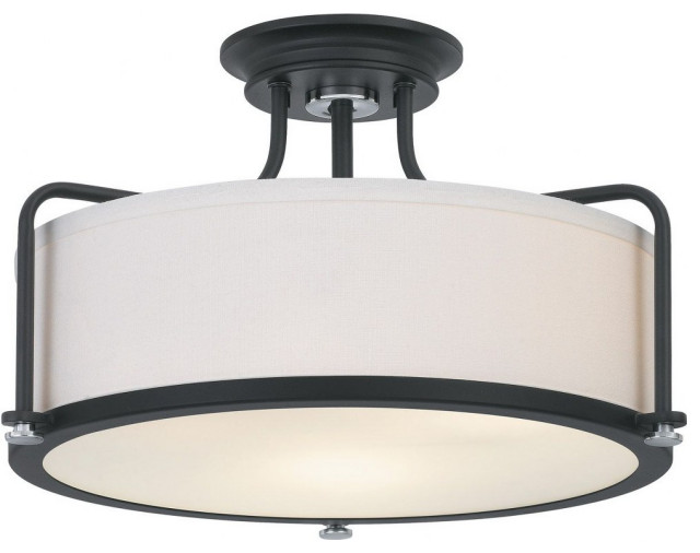 3 Light Large Semi-Flush Mount-Earth Black Finish - Ceiling - Semi ...