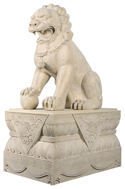 Design Toscano Male Foo Dogs With Plinth - Asian - Garden Statues And ...