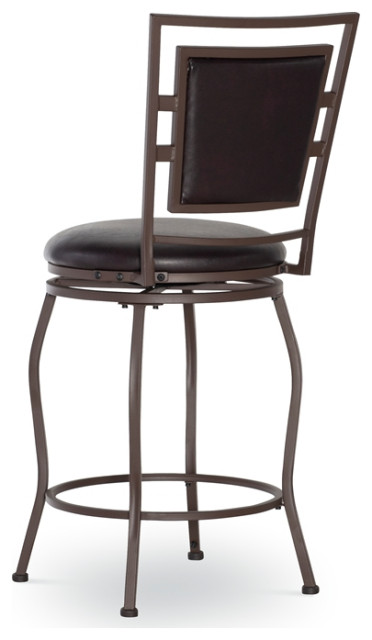 Linon Townsend Metal Adjustable Height Stools Set of 3 in Dk Brown Faux ...