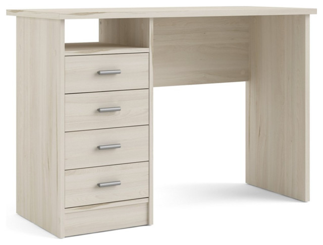Pemberly Row Engineered Wood 4 Drawer Desk in Light Woodgrain ...