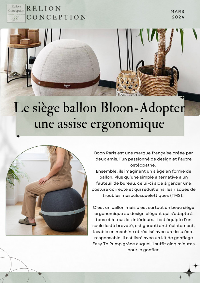 Le siège ballon Bloon-Adopter une assise ergonomique