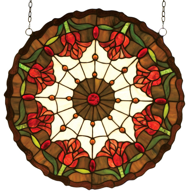 18W X 18H Colonial Tulip Stained Glass Window - Victorian - Stained ...