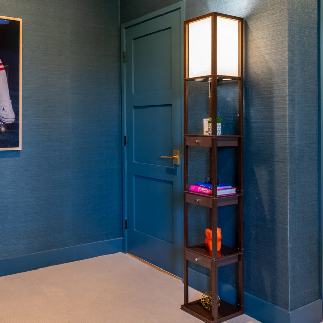 Brightech Maxwell Drawer Edition - Shelf & LED Floor Lamp Combination ...