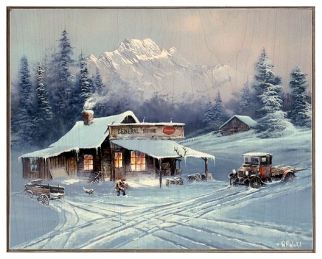 General Store, Birch Wood Print - Rustic - Prints And Posters - by ...