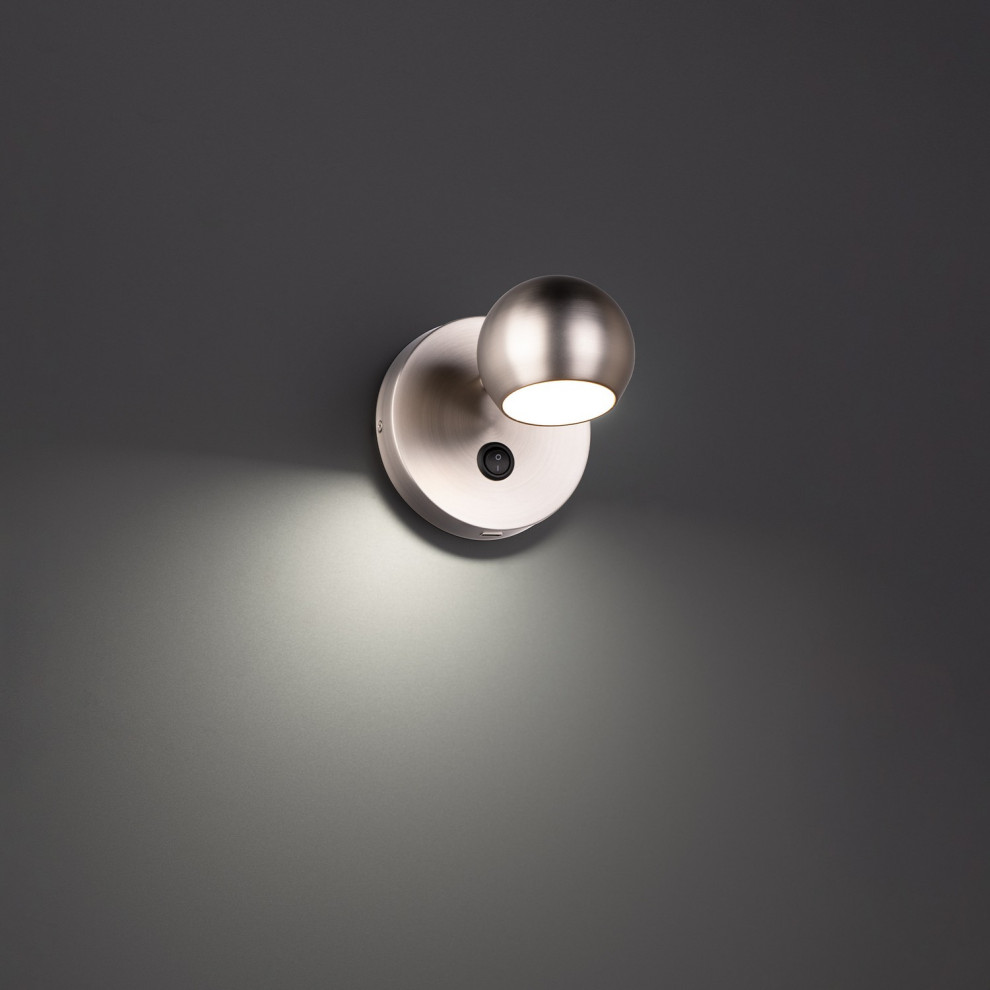 Duplex LED Bed Task Light in Brushed Nickel - Modern - Wall Sconces ...