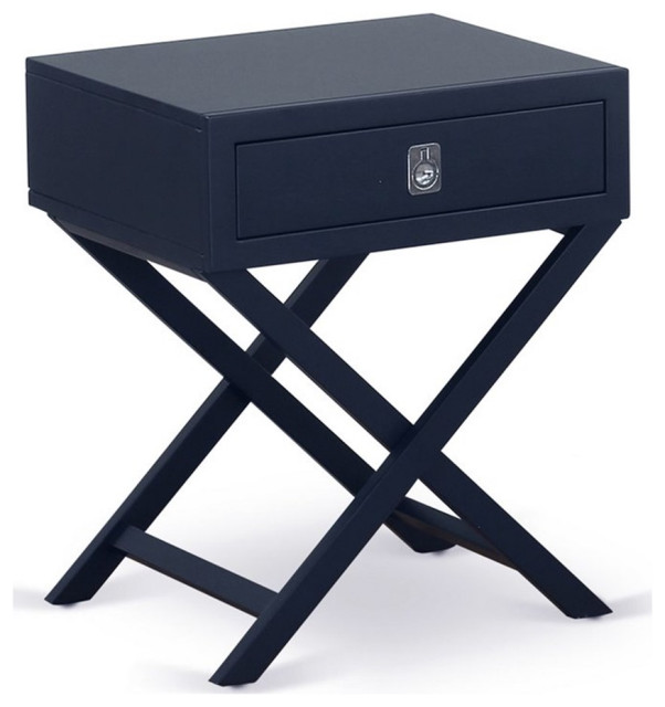 Atlin Designs 20" Wood Nightstand with Drawer in Navy Blue ...