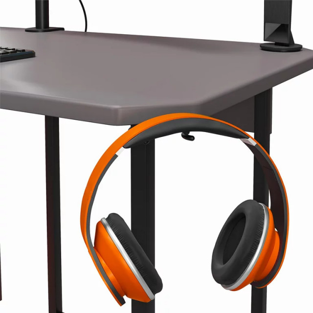 Modern L-Shaped Gaming Desk, Metal Frame With Spacious Top & CPU Stand ...