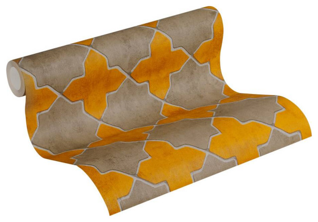 Mosaic Textured Wallpaper Featuring Star Shaped Tile, 374211, One Roll ...
