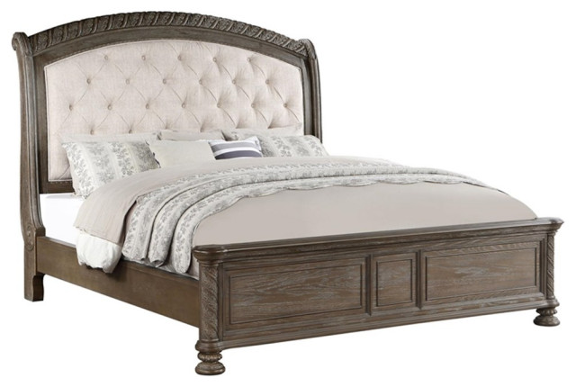 Coaster Emmett Wood Tufted Headboard Queen Panel Bed in Walnut and ...