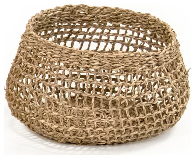 Wide Netted Woven Basket, Small - Beach Style - Baskets - by Zentique ...