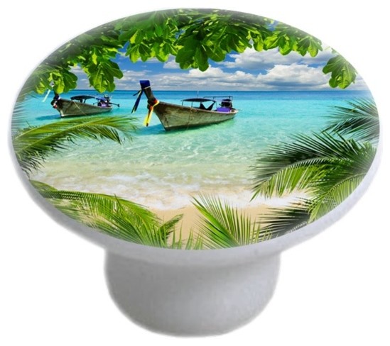 Tropical Beach Ceramic Cabinet Drawer Knob - Cabinet And Drawer Knobs ...