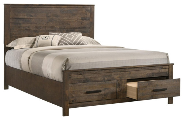 Pemberly Row Farmhouse Wood California King Storage Bed Rustic Golden ...