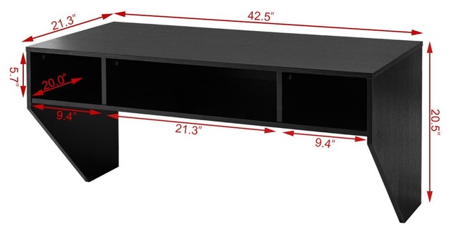 Modern Wall Mounted Floating Sturdy Computer Table With Storage Shelf ...