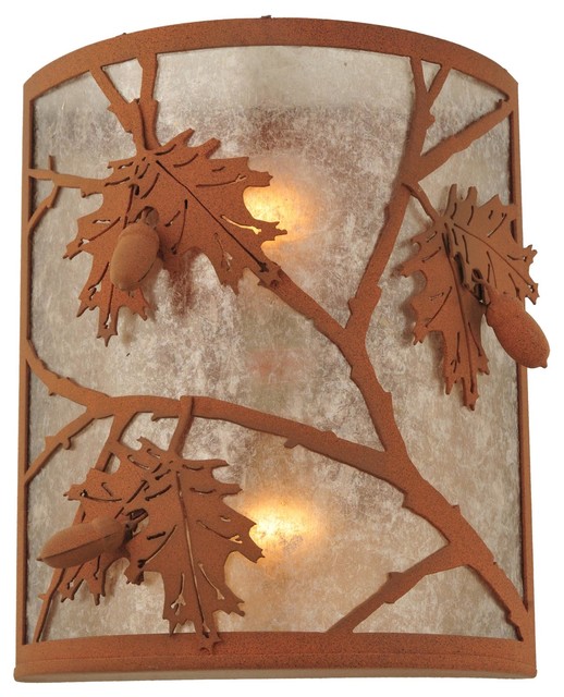 10 Wide Oak Leaf & Acorn Wall Sconce - Rustic - Wall Sconces - by ...