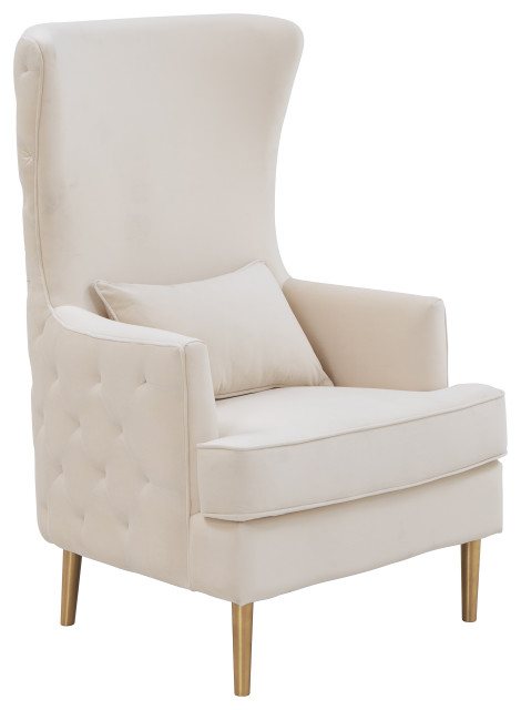 Alina Cream Tall Tufted Back Chair - Cream - Midcentury - Armchairs And ...