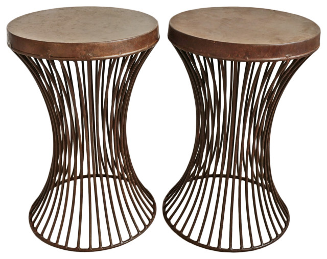 Rust Iron Hourglass Side Table - Industrial - Side Tables And End ...
