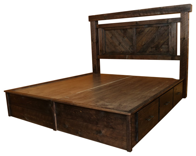 Barnwood Style Timber Peg Panel Platform Bed, Twin - by Furniture Barn ...