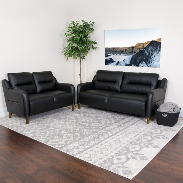 Black Loveseat and Sofa Set - Midcentury - Living Room Furniture Sets ...