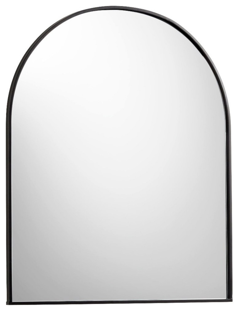 Modern Arched Wall Decor Mirror in Graphite Finish Thin Iron Frame 39.5 ...