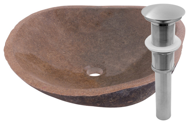 Novatto Irregular Terra Cobblestone Natural Stone Vessel Sink with ...