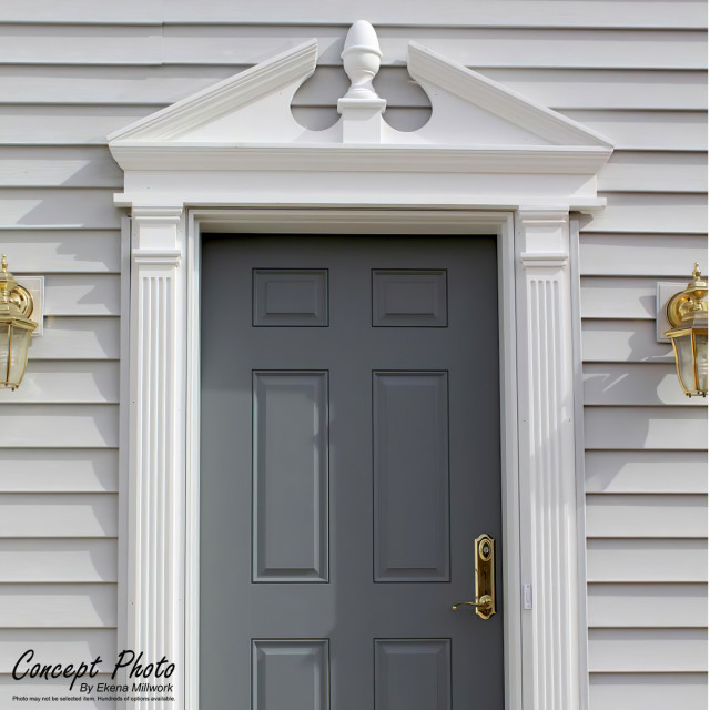 Peaked Cap Sunburst Architectural Grade PVC Pediment, 86"W x 22-1/2"H x ...