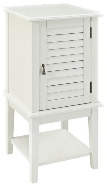 Linon Shutter Wood End Table with Storage in White - Beach Style - Side ...