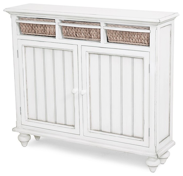 Monaco Entry Cabinets With Baskets, White - Beach Style - Storage ...