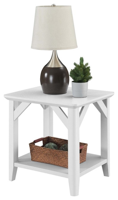 Convenience Concepts Winston End Table with Shelf in White Wood Finish ...