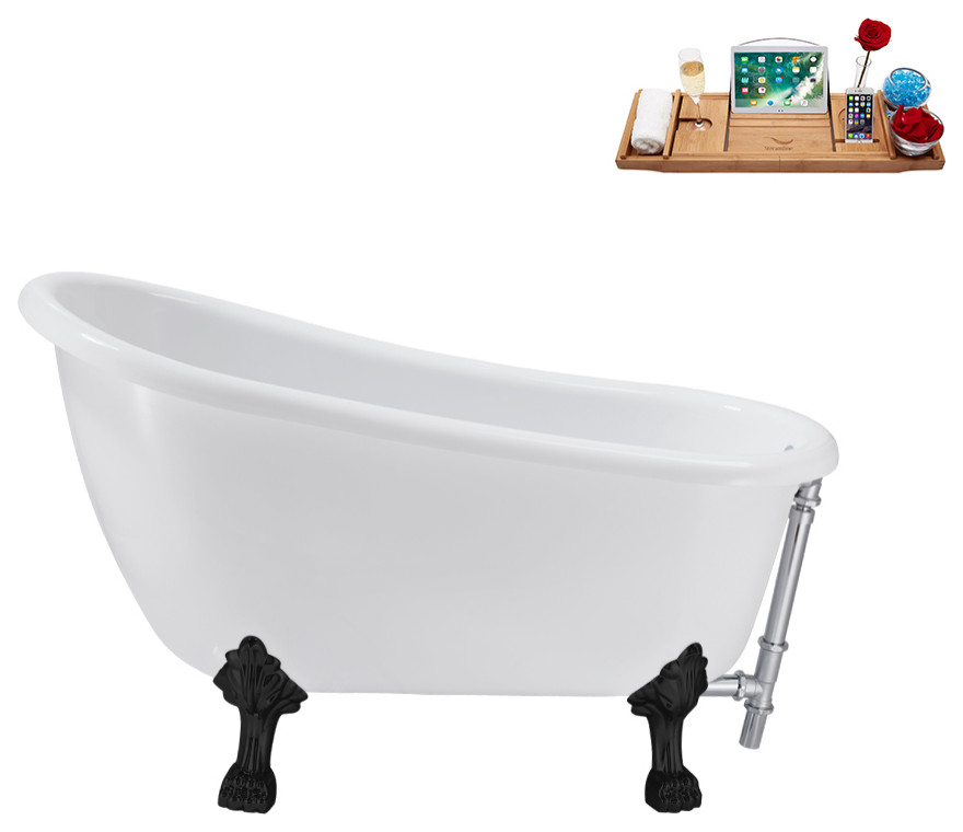 53'' Streamline N487BL-CH Soaking Clawfoot Tub and Tray With External ...