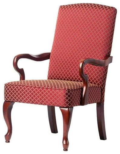 Traditional Gooseneck Arm Chair, Diamond Jacquard Fabric Seat & Arms ...