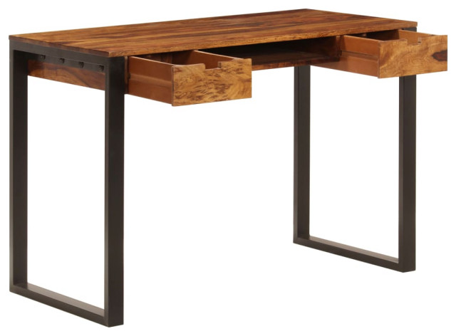 vidaXL Desk Computer Desk Home Office Desk with Steel Legs Solid ...