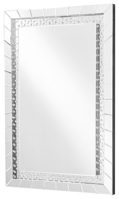 Sparkle 47" Contemporary Crystal Rectangle Mirror, Clear - Contemporary ...
