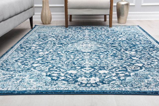 Harper Mozart Blue Abstract Vintage Area Rug, 5'3" x 7'0", 5'3" x 7'0 ...