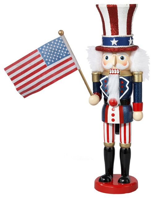 15" Hollywood Wooden Uncle Sam Nutcracker - Contemporary - Holiday ...