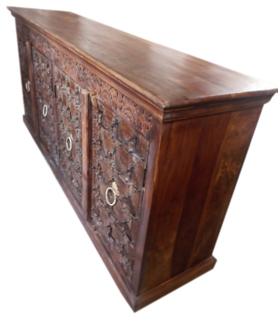 Consigned Antique Rustic Carved Credenza Vintage Country Farmhouse ...