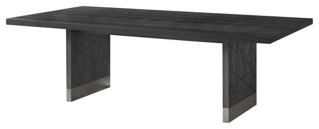 Modrest Kenda Modern Black Ash + Stainless Steel Dining Table - Modern ...